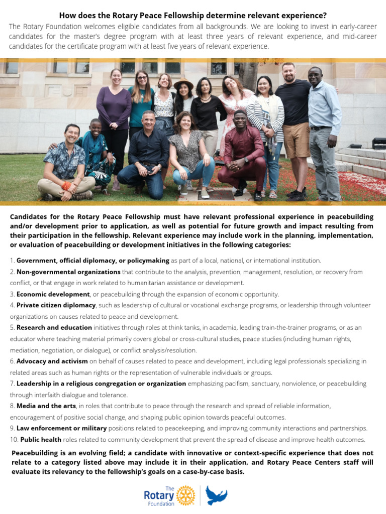 Peace Fellowships Relevant Experience Eligibility Guide en | PDF | Peacebuilding | Peace