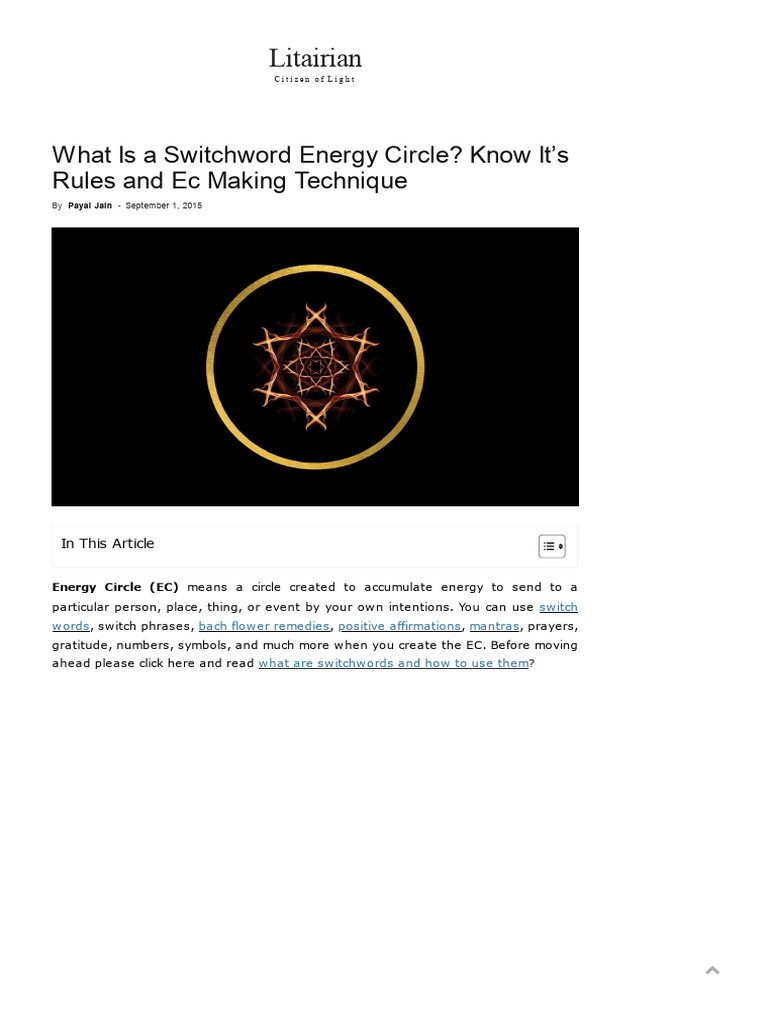 What Is An Energy Circle - Rules of Energy Circle | PDF