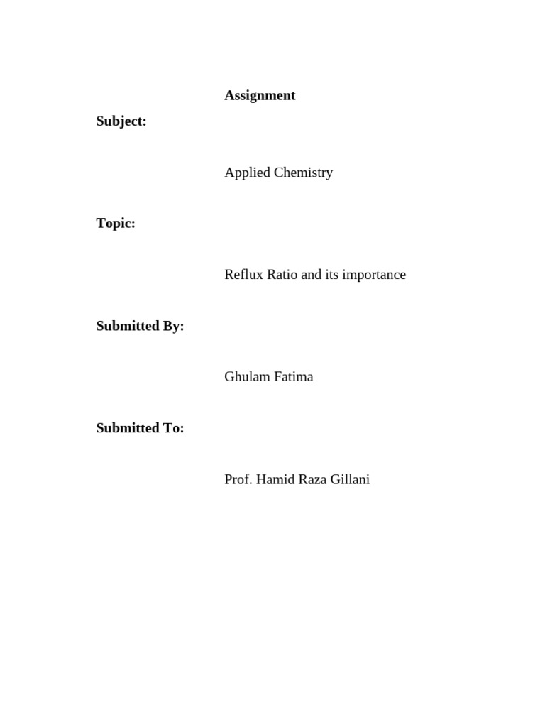 R Ratio | PDF | Distillation | Chemistry