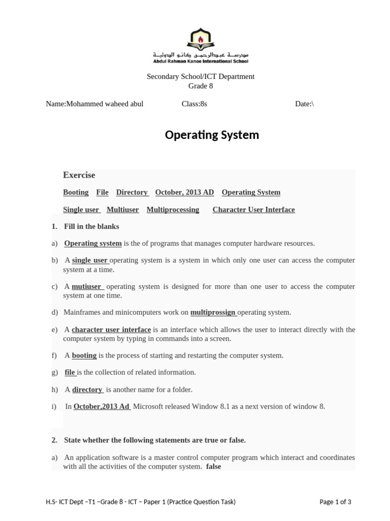 gr8 Operating System - Task 2 | PDF | Operating System | Graphical User Interfaces