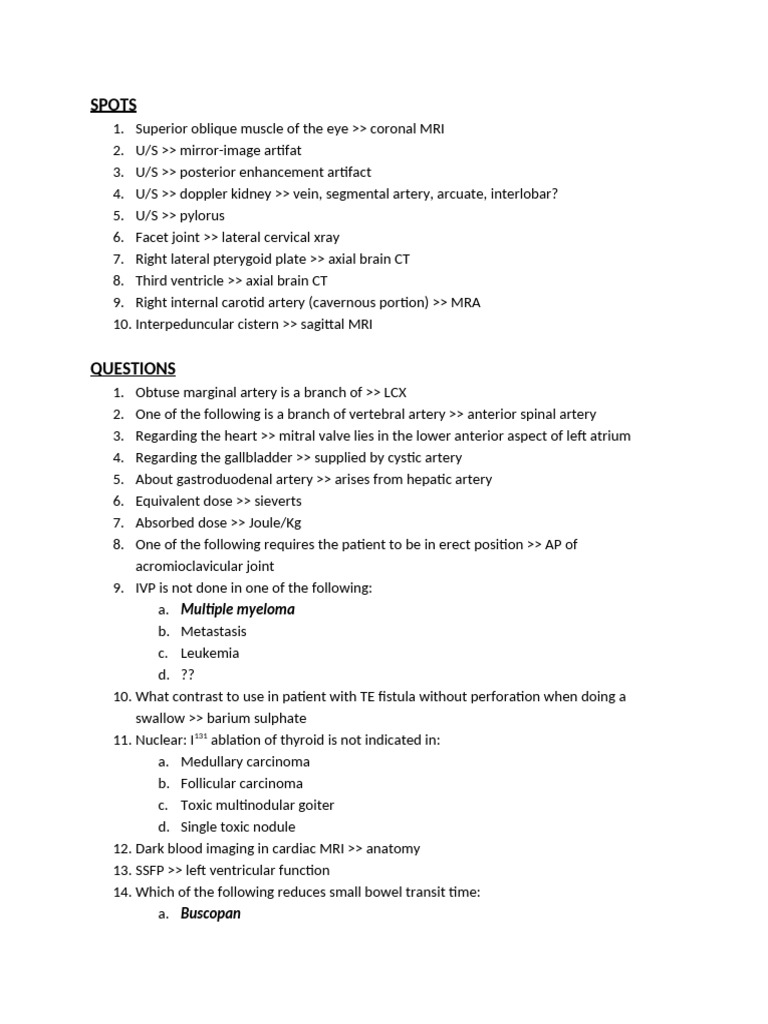 Radiology Arab Board 5-2023 | PDF | Magnetic Resonance Imaging | Ct Scan