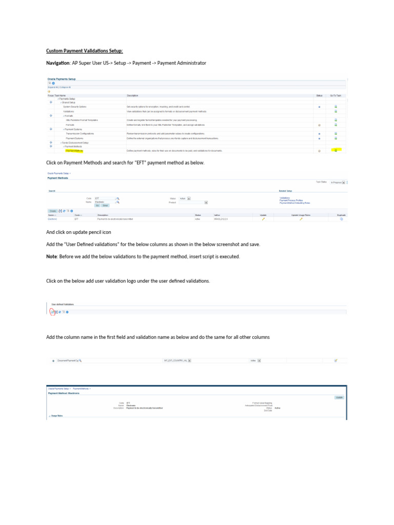 Custom Payment Validations Setup | PDF