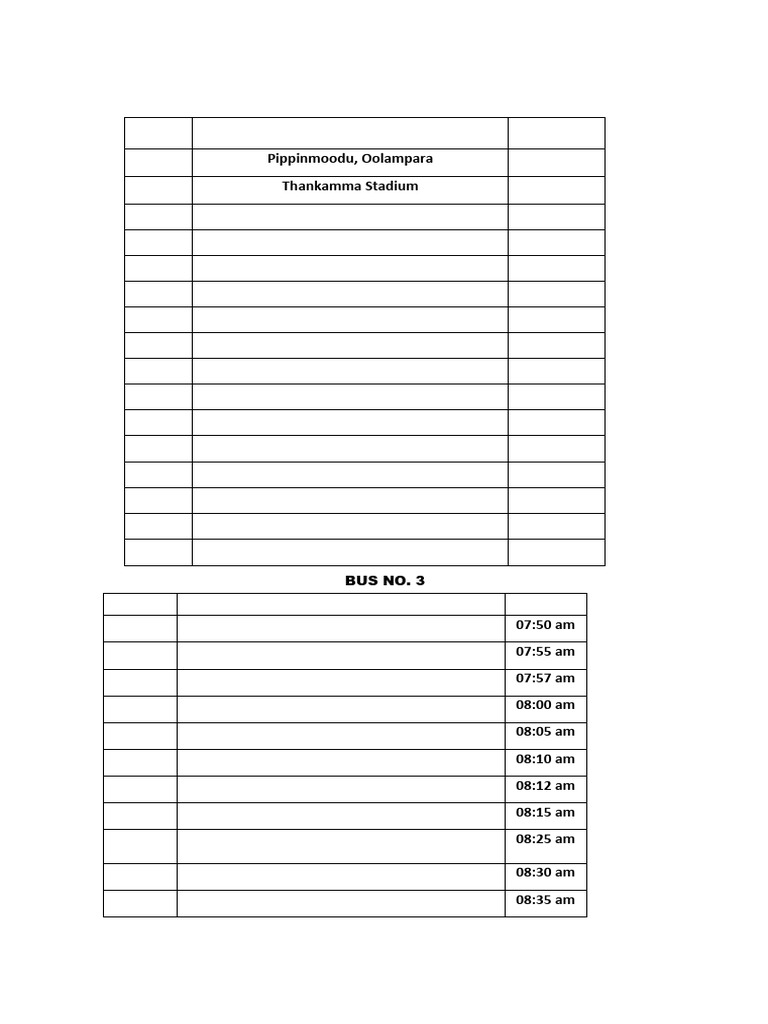 Bus Route - 03.01.2025 Onwards | PDF