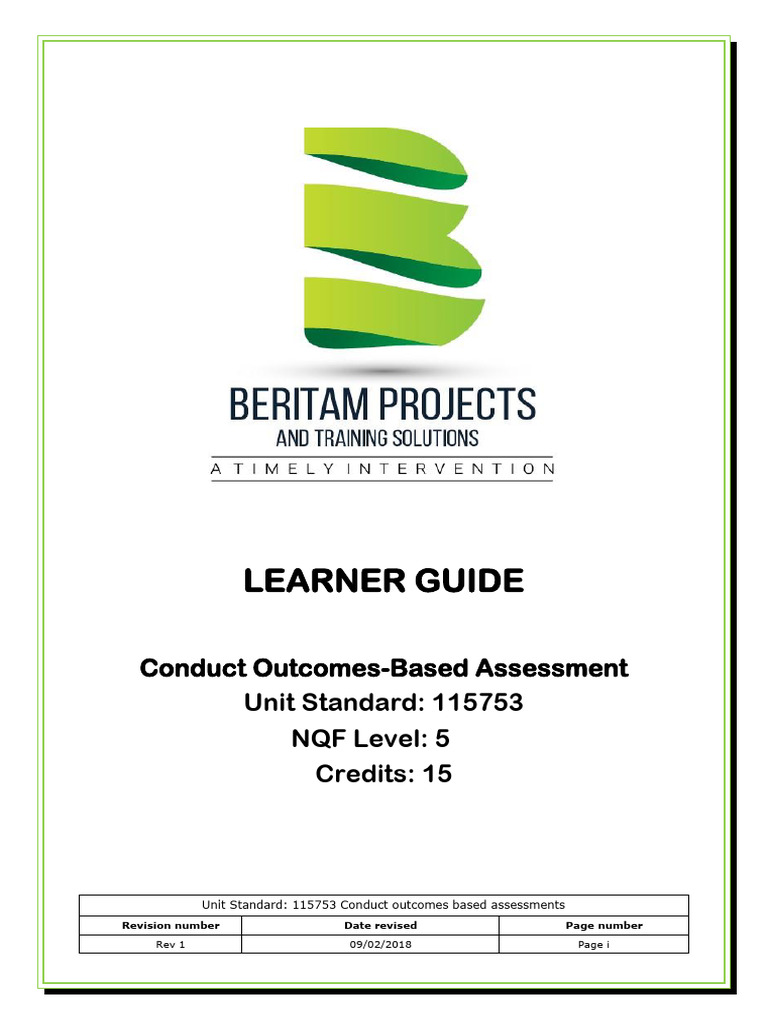 Learner Guide | PDF | Educational Assessment | Learning