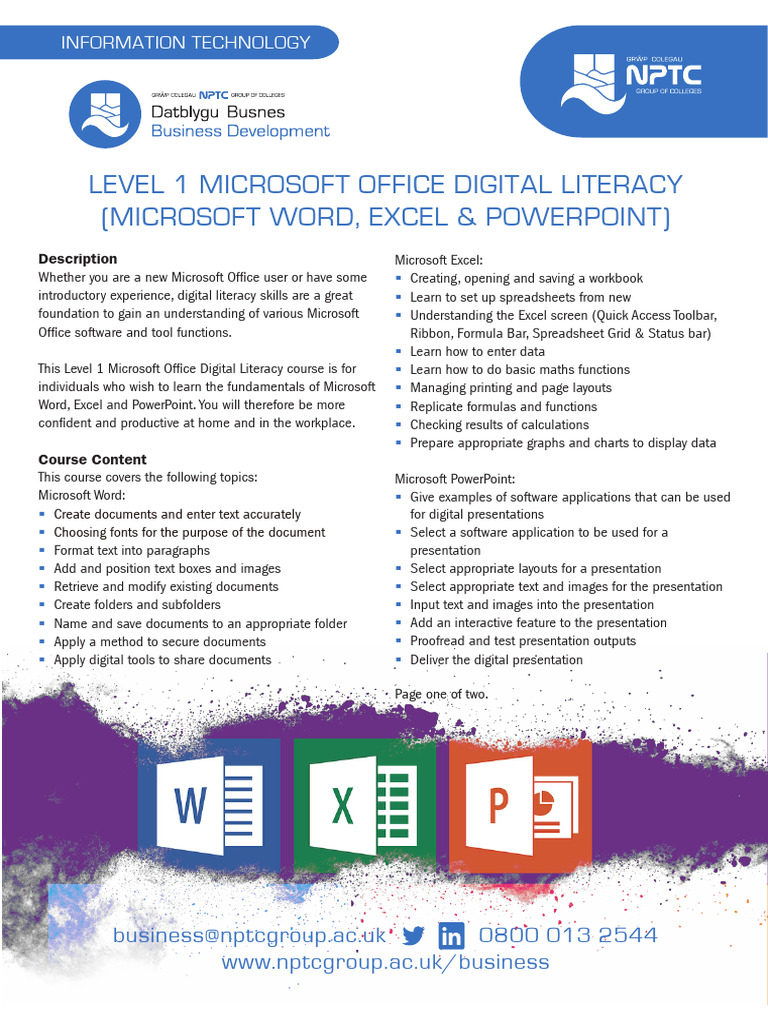 Level-1-Microsoft-Office-Digital-Literacy | PDF | Microsoft Excel ...
