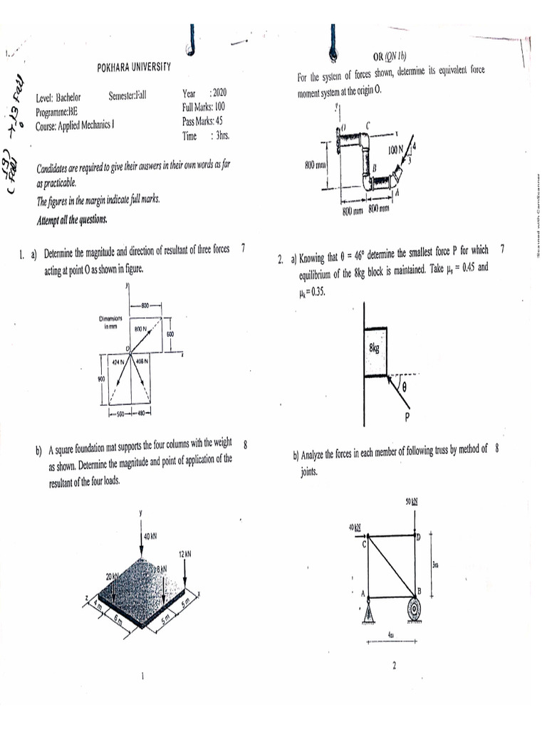Applied Mechanics. Old Questions | PDF
