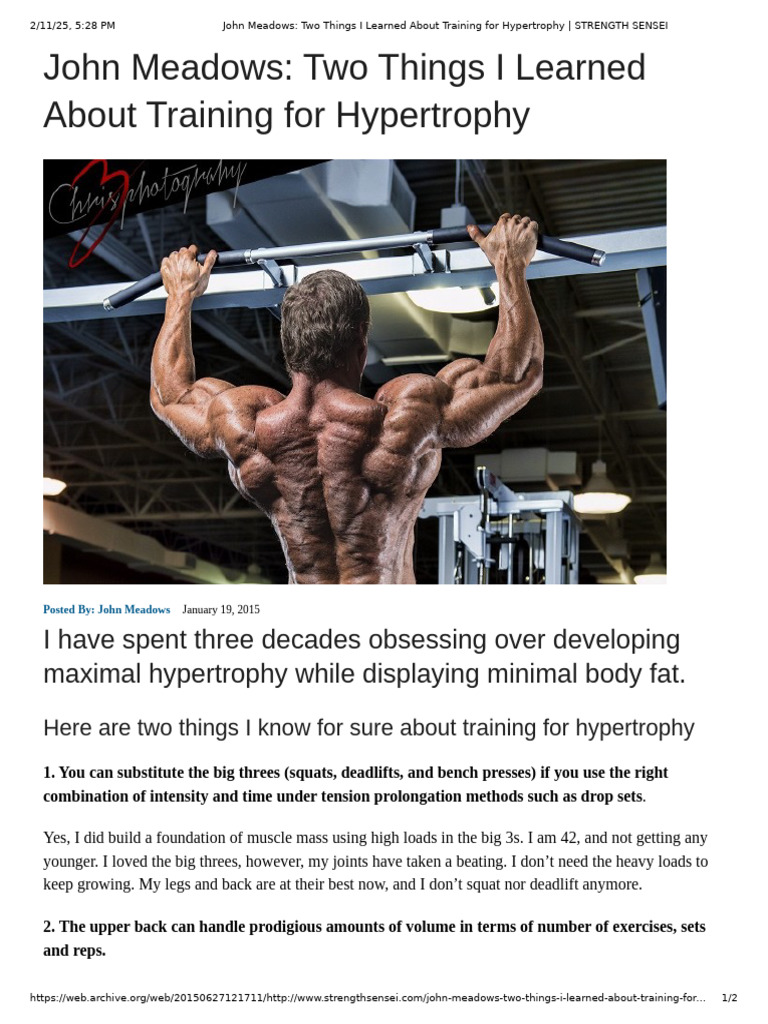 Hypertrophy Insights from John Meadows | PDF