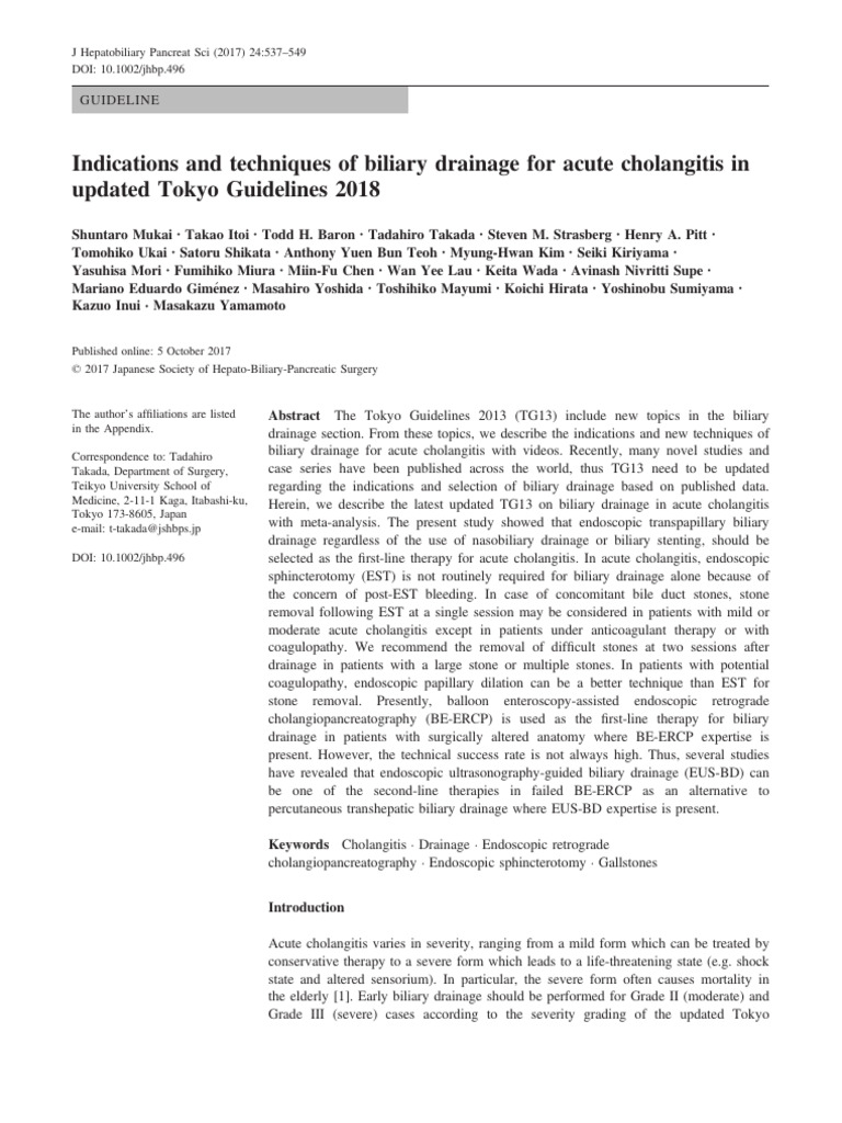 J Hepato Biliary Pancreat - 2017 - Mukai - Indications and Techniques ...