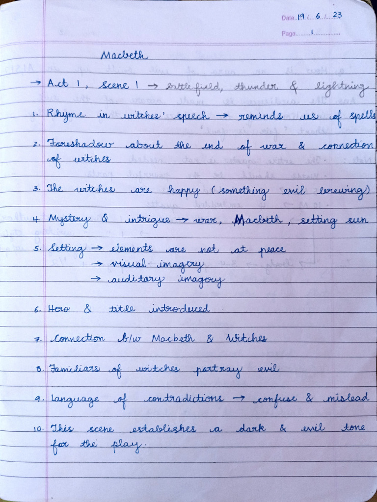 Macbeth Notes Act 1 & 2 | PDF | Macbeth | Shakespearean Tragedies