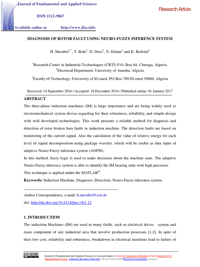 Diagnosis of Rotor Fault Using Neuro Fuz | PDF | Wavelet | Electric Motor
