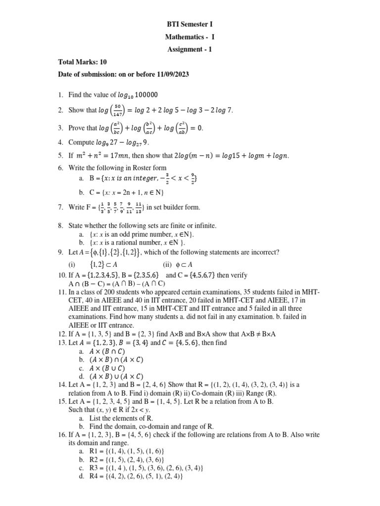 Assignment 1 BTI 2023-24 Sem I L3TL9dRcwM | PDF