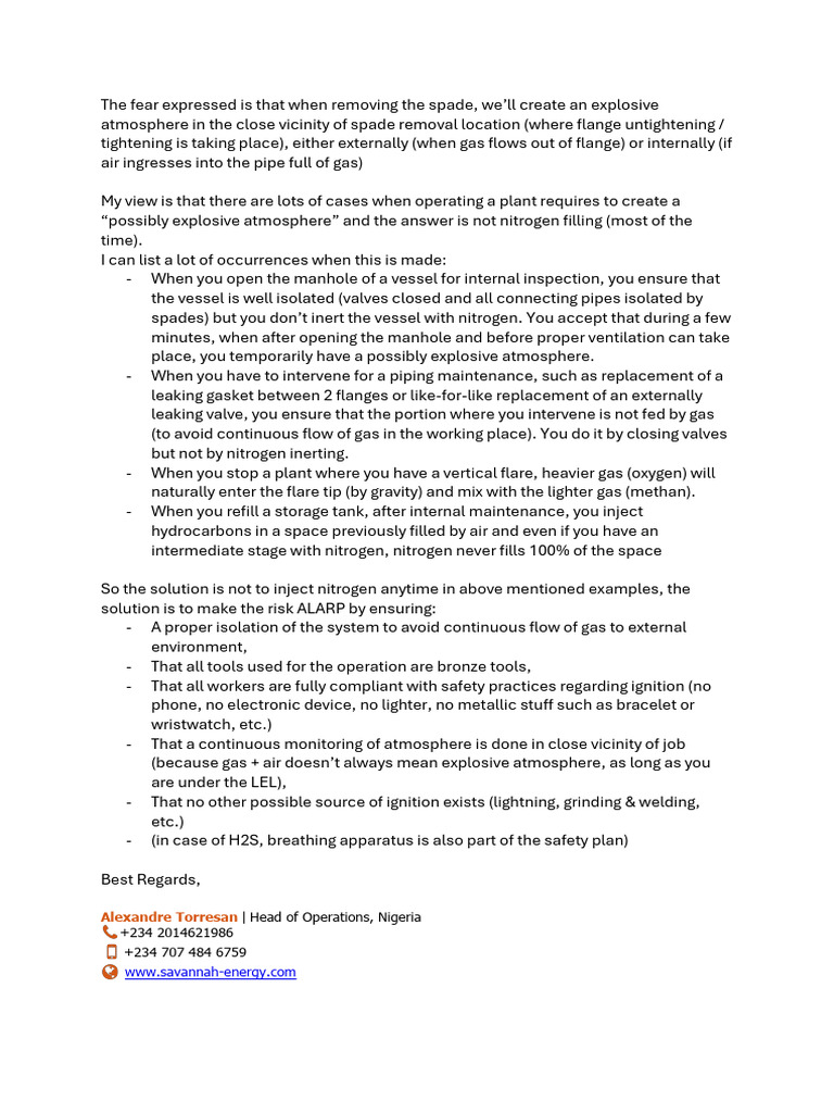 Process Isolation and Alarp | PDF | Nitrogen | Pipe (Fluid Conveyance)