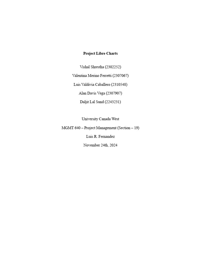 Project Libre Charts - Assignment 3 | PDF
