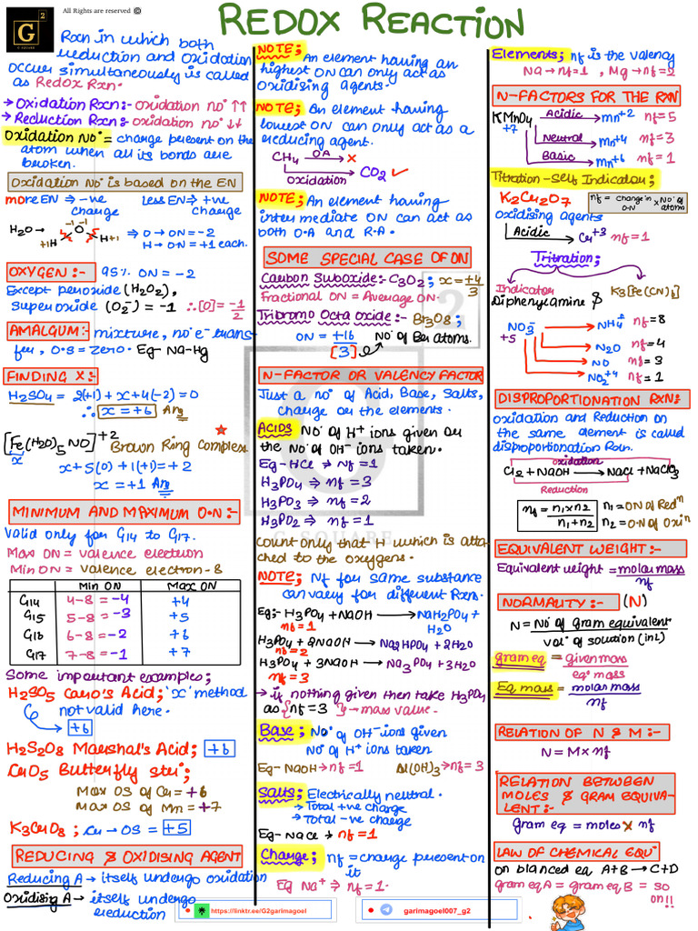 Redox Reaction 11th Class 8th Chapter | PDF