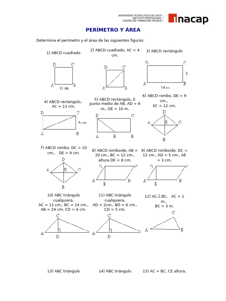 Guia Nº1 Áreas y Perímetros | PDF