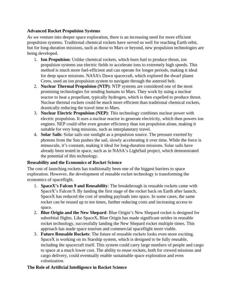 Advanced Rocket Propulsion Systems | PDF | Spacecraft Propulsion ...