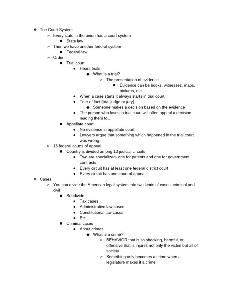 Justice and The Legal System Notes GW | PDF | Trials | Law Of The ...