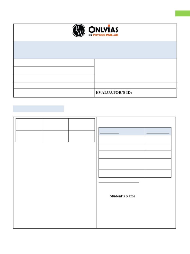 Modern History Exam Evaluation Form | PDF