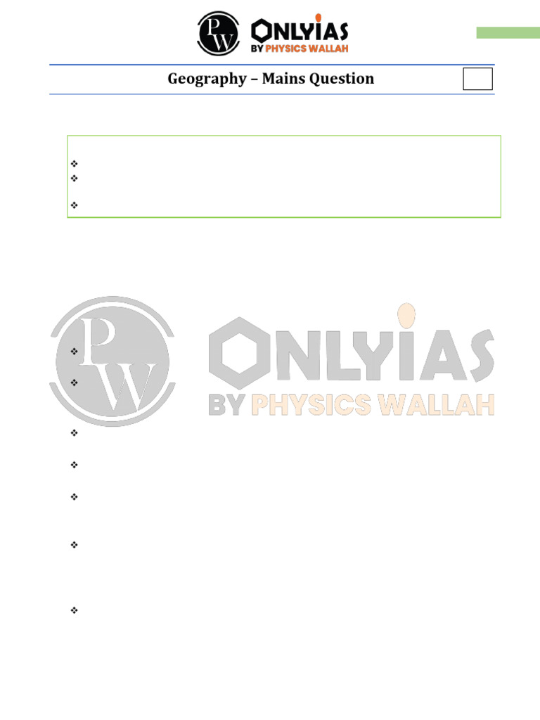 Geography 01: Mains Question | PDF | Physical Geography | Earth Sciences