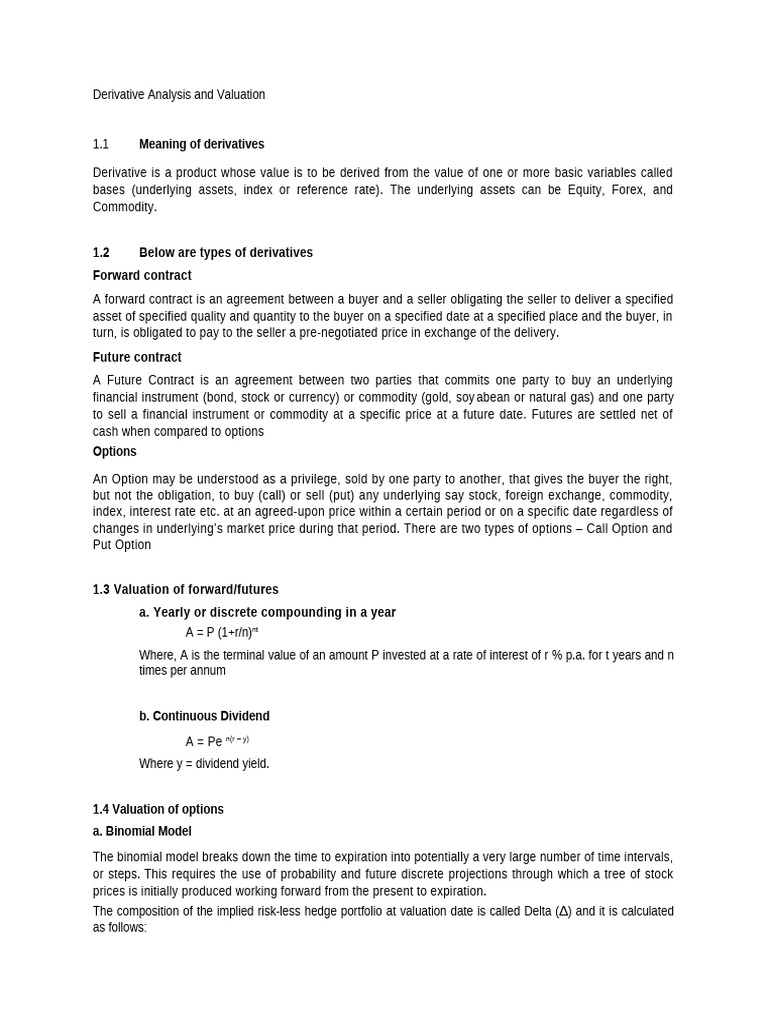 Derivative Valuation Techniques Explained | PDF | Greeks (Finance ...