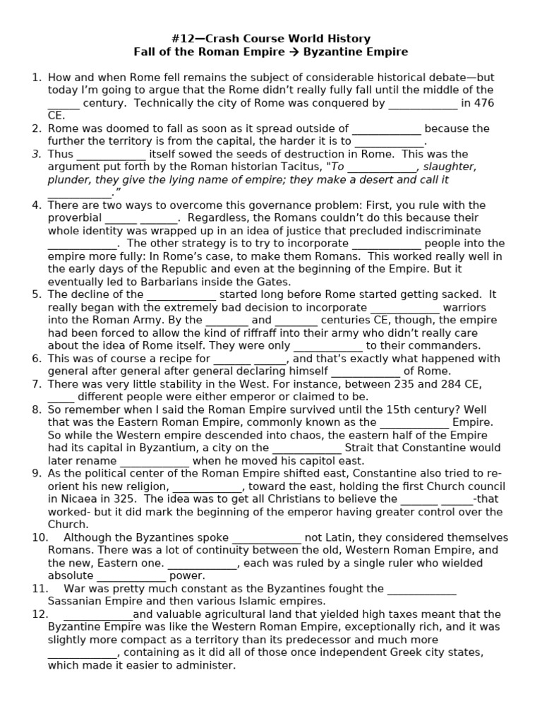 Fall of Rome and Rise of Byzantium | PDF