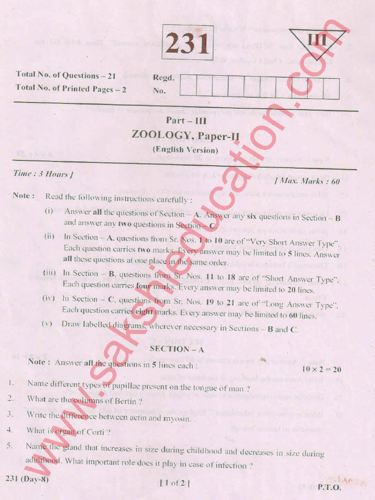 Zoology II (EM) | PDF