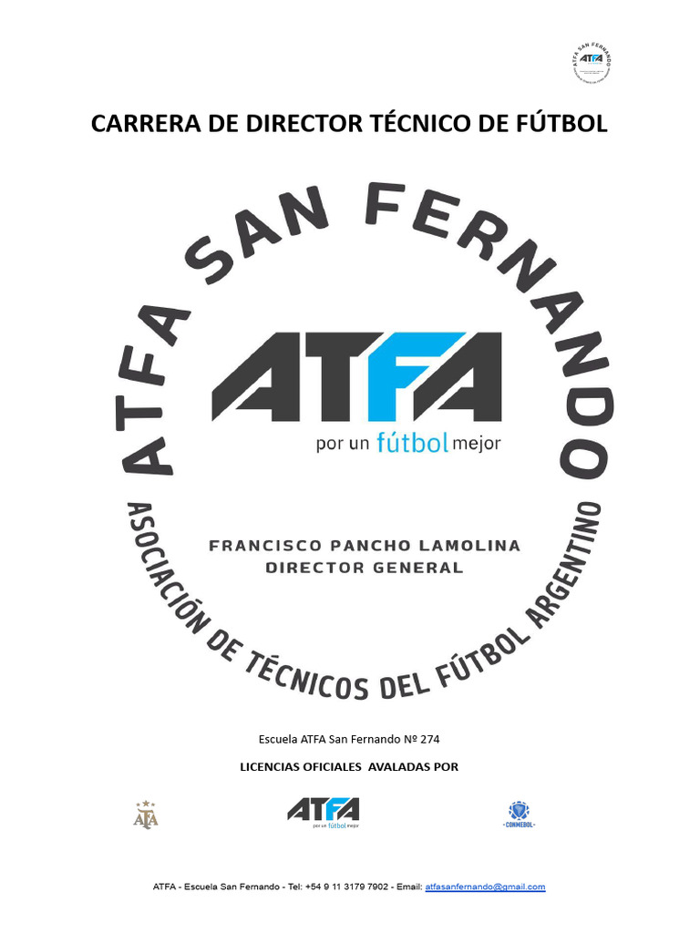 Carrera Director Técnico de Fútbol ATFA | PDF
