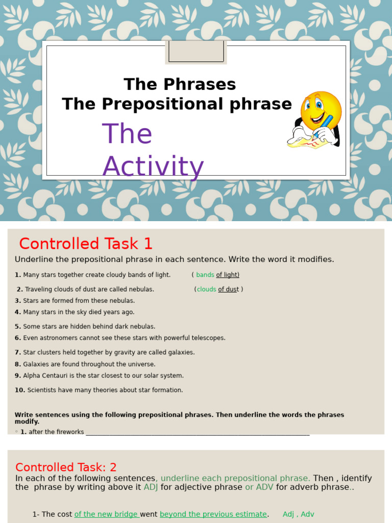 Prepositional Phrase- Activity -New | PDF