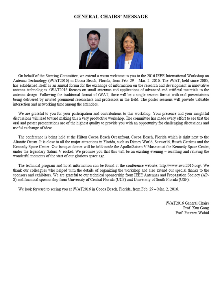 General Chairs Message | PDF | Spaceflight