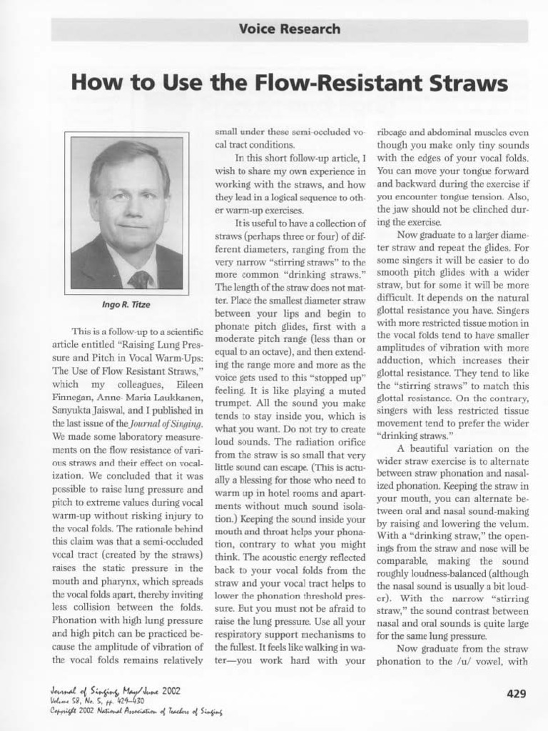 Voice Exercises How To Use Flow Resistant Straws | PDF