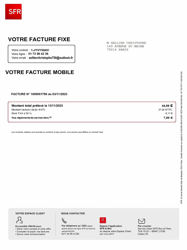 Facture Tel SFR | PDF