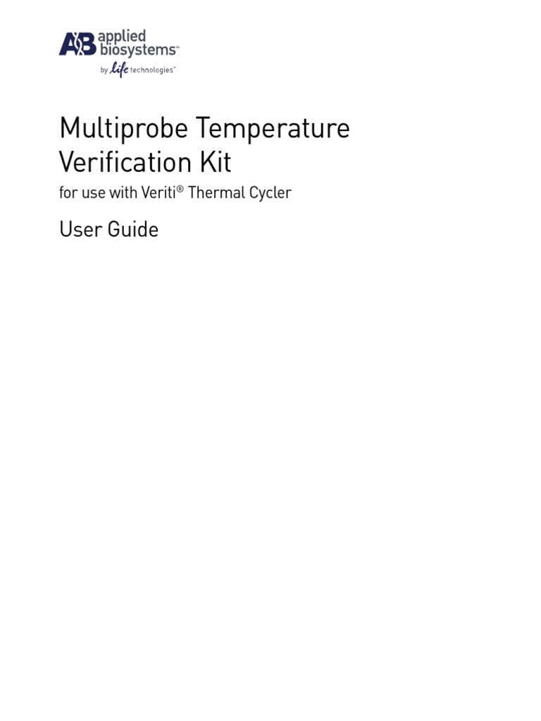 Multiprobe Temperature Verification Kit 4460108A | PDF | Verification ...