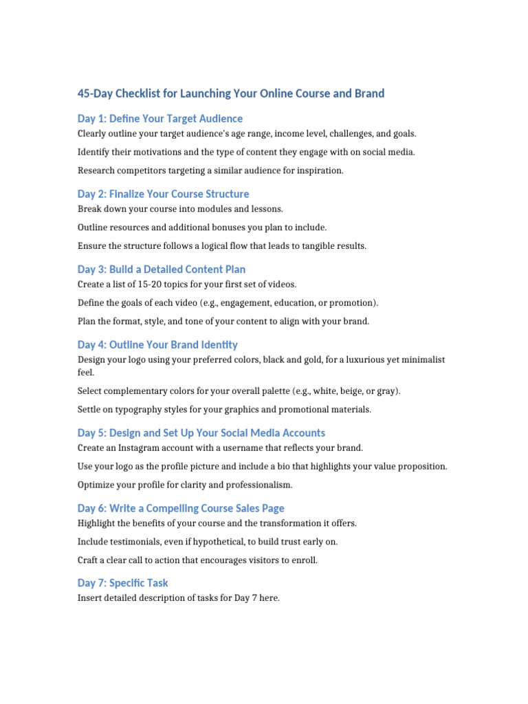 Complete 45 Day Checklist | PDF | Brand