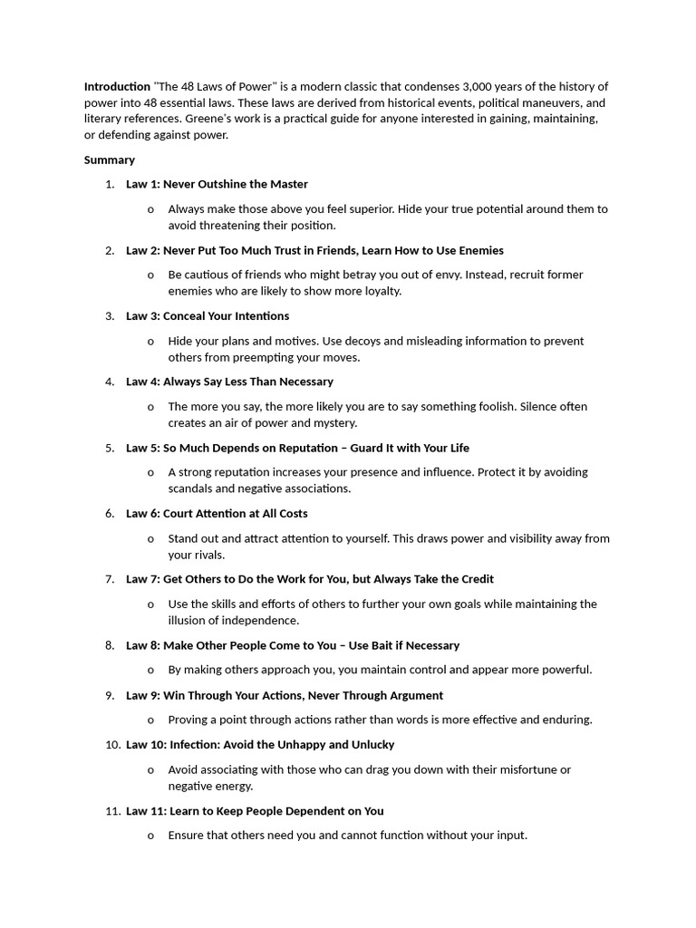 48 Laws Of Power Pdf