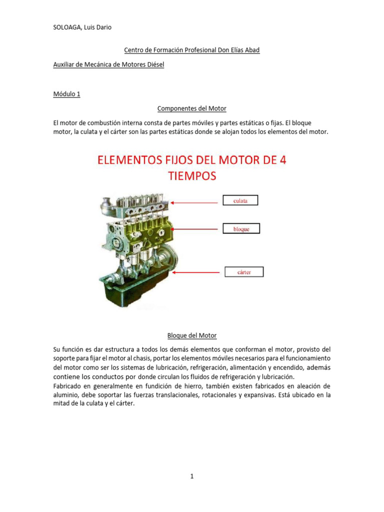Componentes del Motor Diésel Explicados | PDF | Ingeniería mecánica ...
