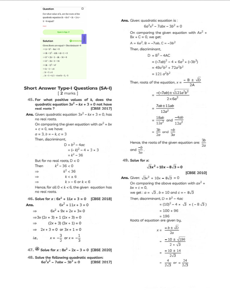 Class 10 Math Previous Year | PDF