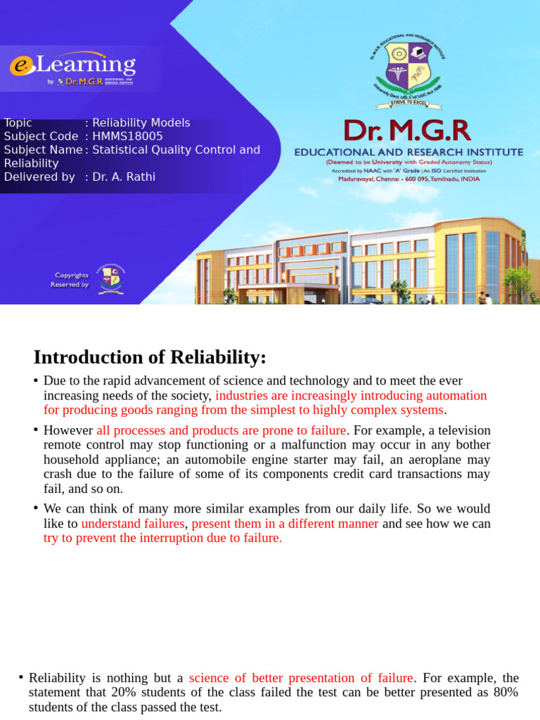 Unit-4 SQC Dr. A. Rathi | PDF | Reliability Engineering | Mathematics