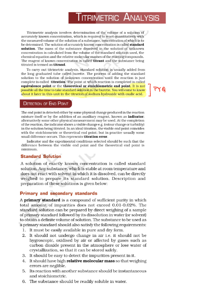 Titrimetric Analysis | PDF