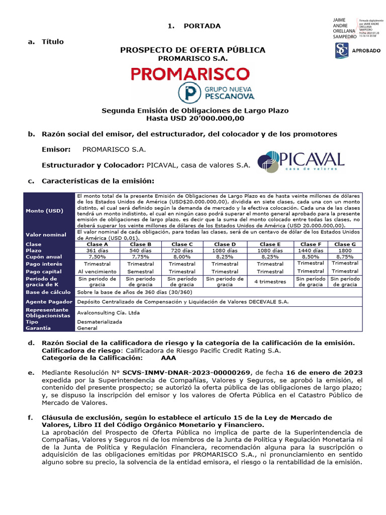 01 PROMARISCO - Prospecto II | PDF | Sector privado | Economias