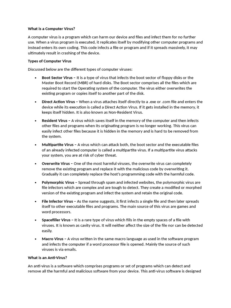 What Is A Computer Virus | PDF | Computer Virus | Antivirus Software