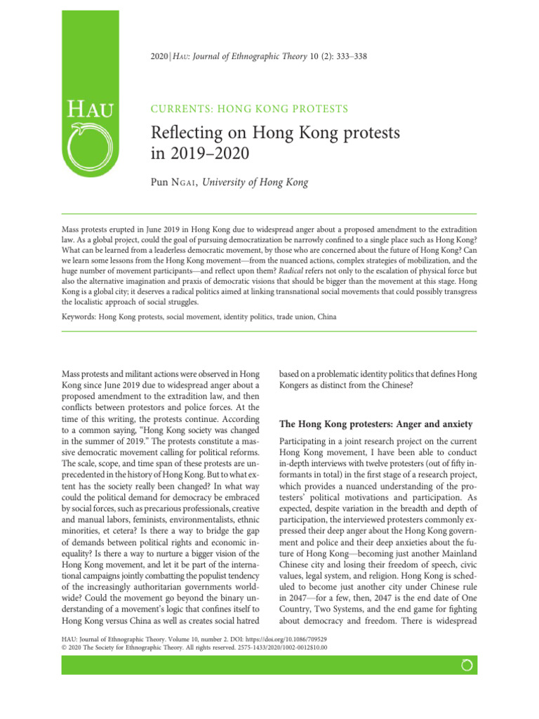 Pun-Reflecting on Hong Kong Protests | PDF | Hong Kong | Mainland China