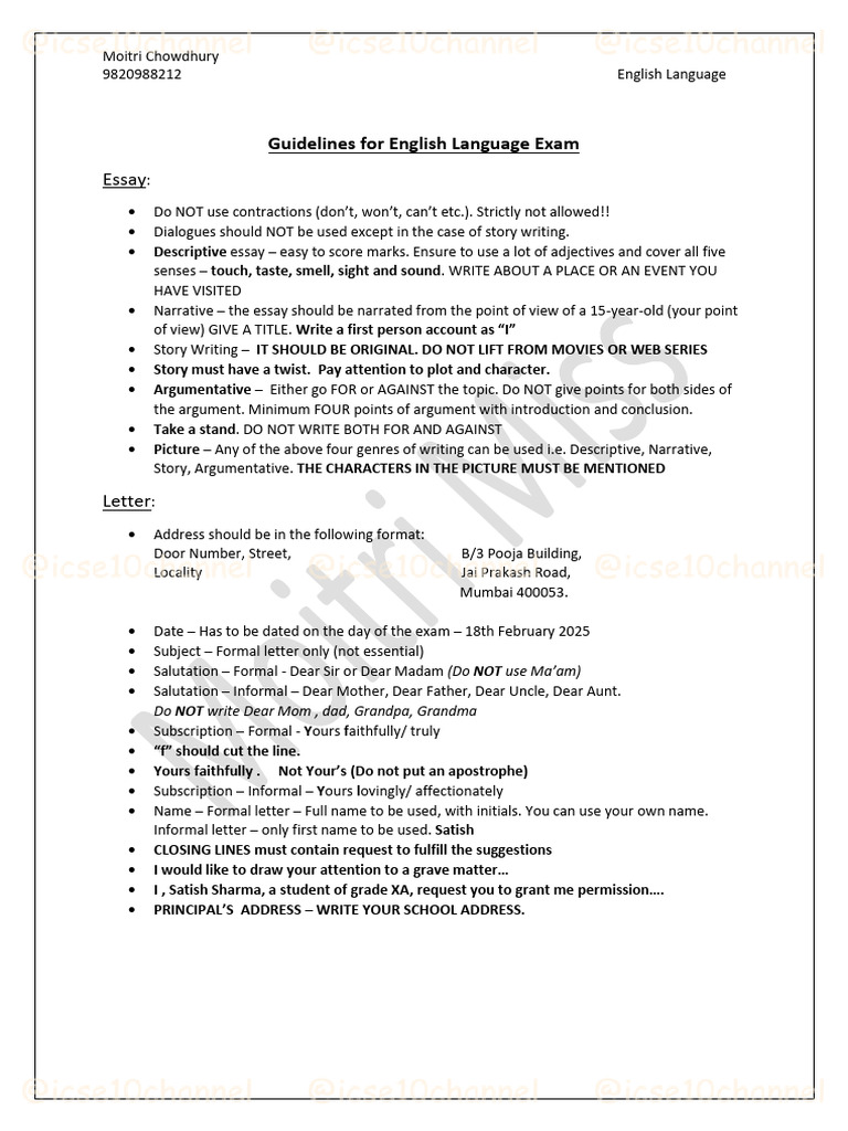 English Language Exam Writing Guidelines | PDF | Essays | Human ...
