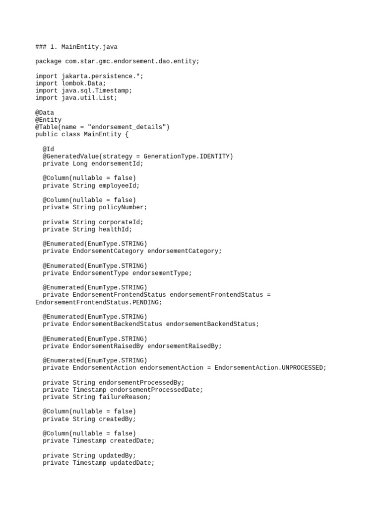 Complete Final Corrected Entity Classes | PDF | Data Management | Databases