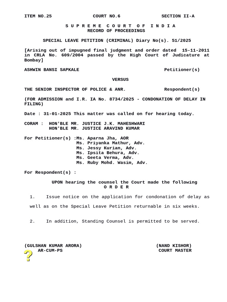 Supreme Court Special Leave Petition 2025 | PDF