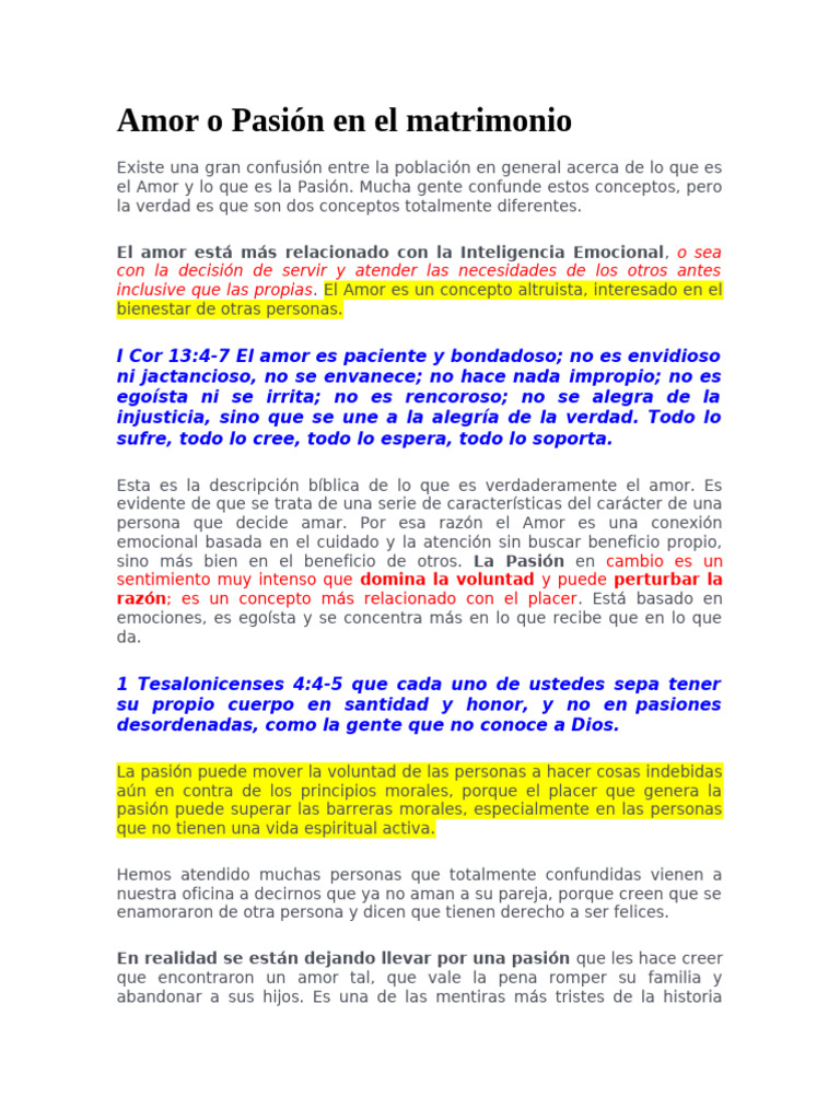 Amor o Pasión en el matrimonio | PDF | Amor | Matrimonio