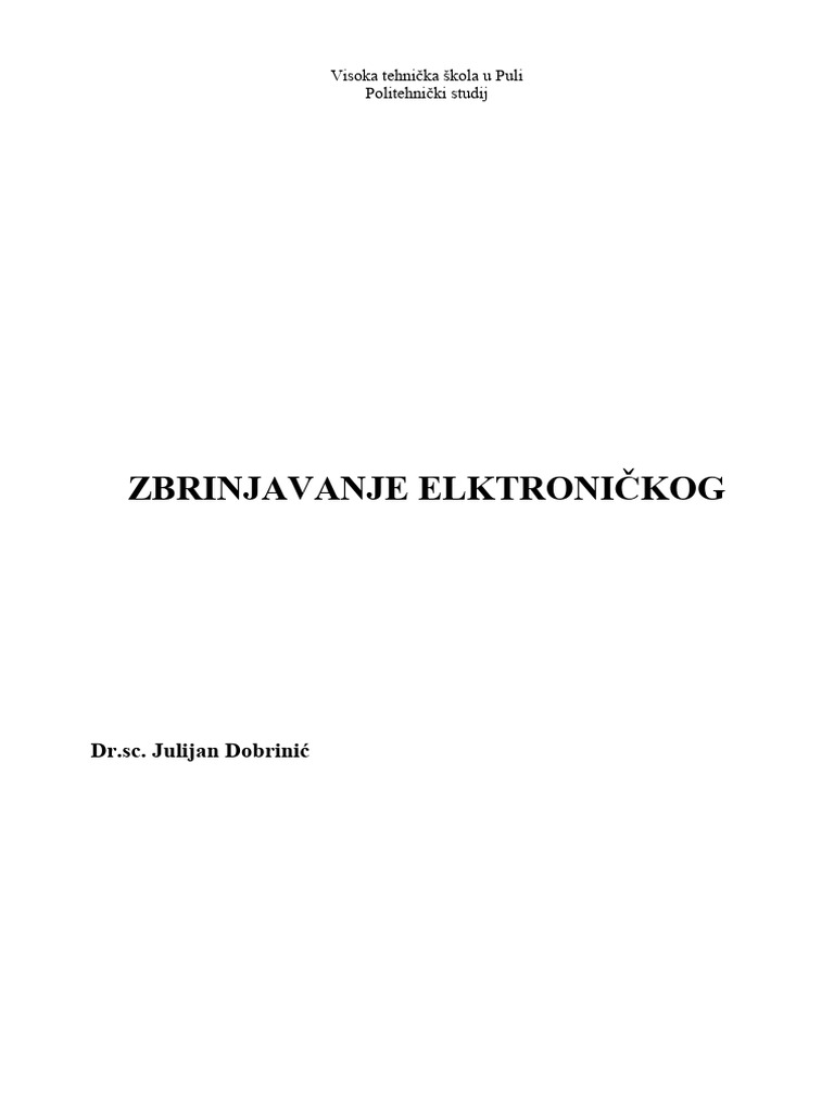 Zbrinjavanje Elektronickog Otpada - Diplomski Rad | PDF