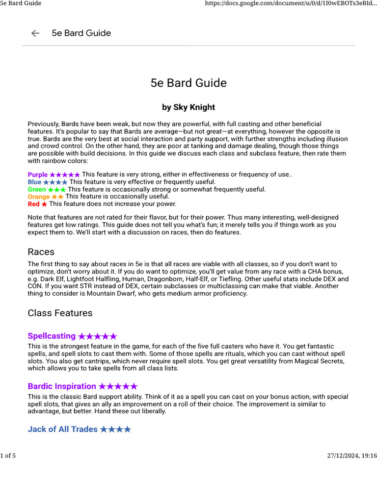 5e bard guide | PDF
