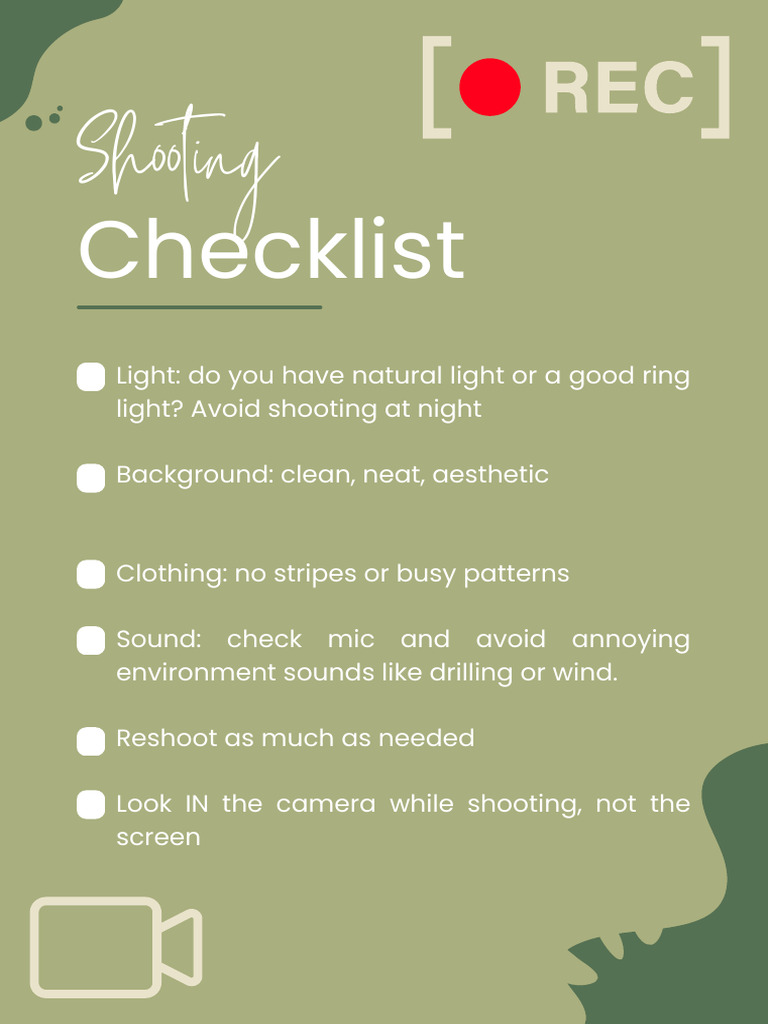 Shoot Checklist | PDF