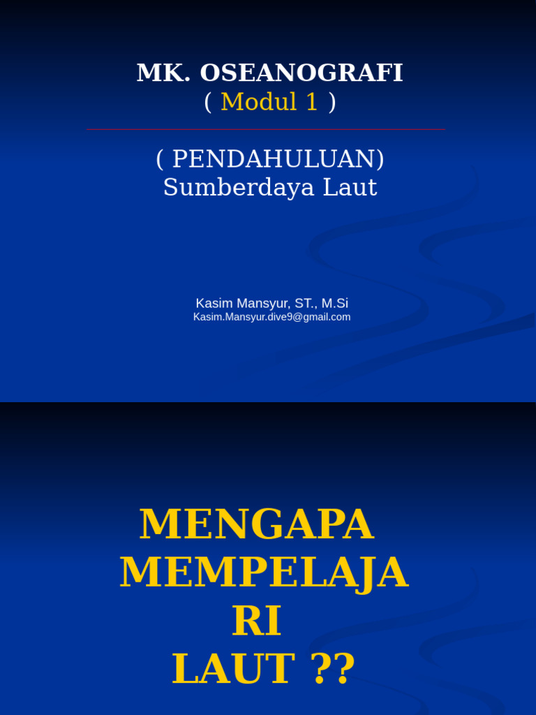 Modul 1. Pendahuluan Pengantar Oceanografi (Sumbedaya Alam Laut) | PDF