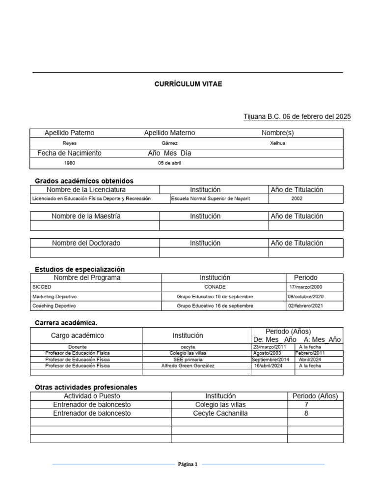 CV Xelhua - 250206 - 215614 | PDF | Academia | Títulos